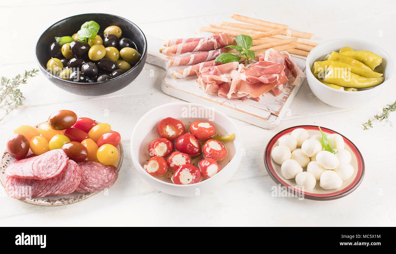 Typical italian antipasto. Mixed antipasto platter. Traditional Italian ...