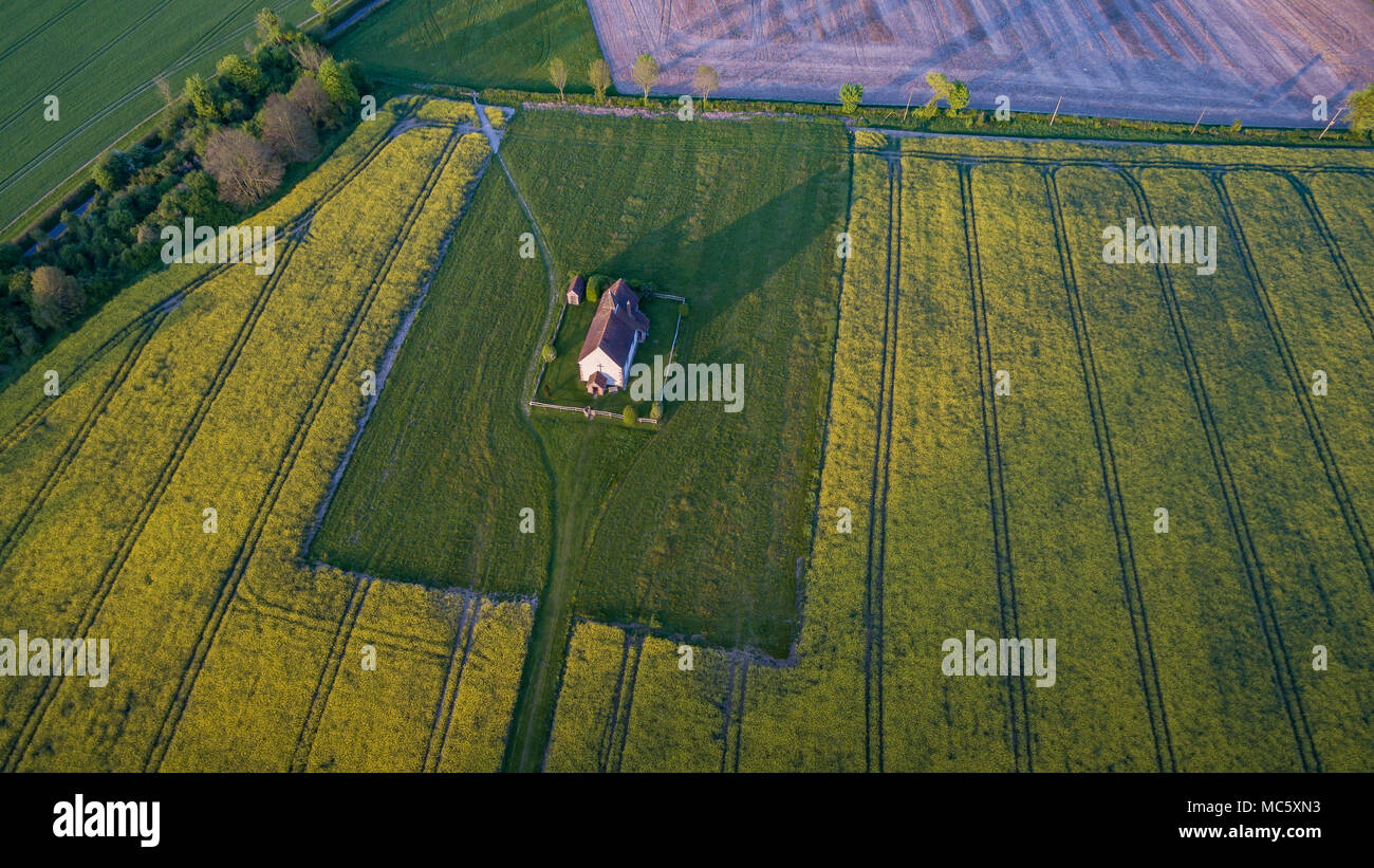 Aerial View of St Hubert's Church in Idsworth, Hampshire - UK Stock ...