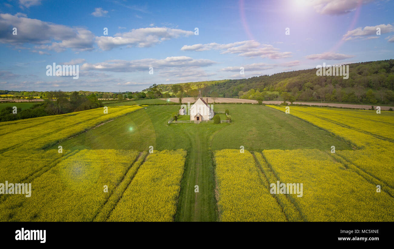 Aerial View of St Hubert's Church in Idsworth, Hampshire - UK Stock ...
