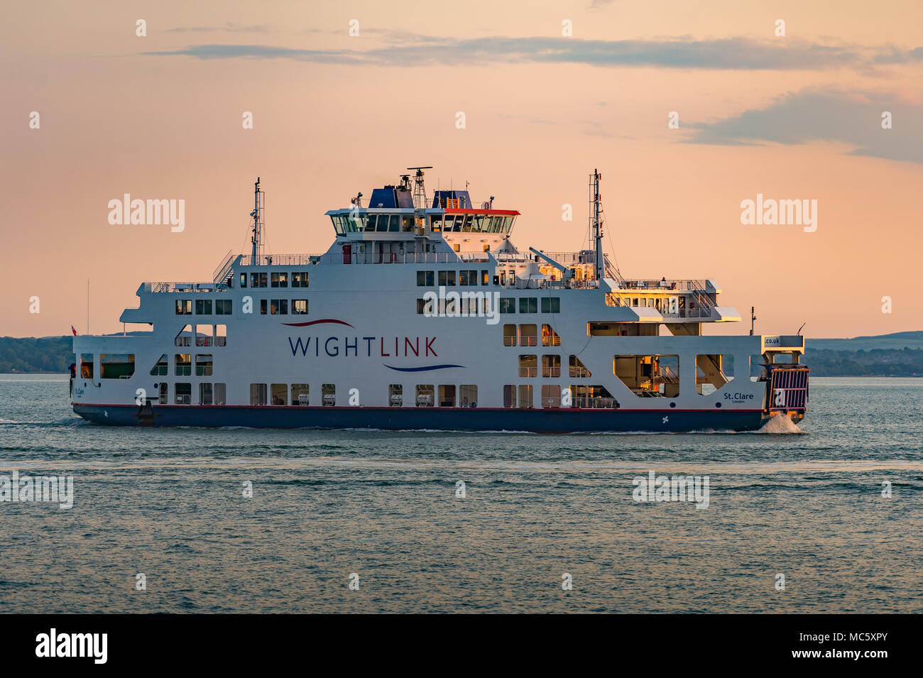 Wightlink Car Ferry St Clare Entering Portsmouth Harbour at Sunset ...
