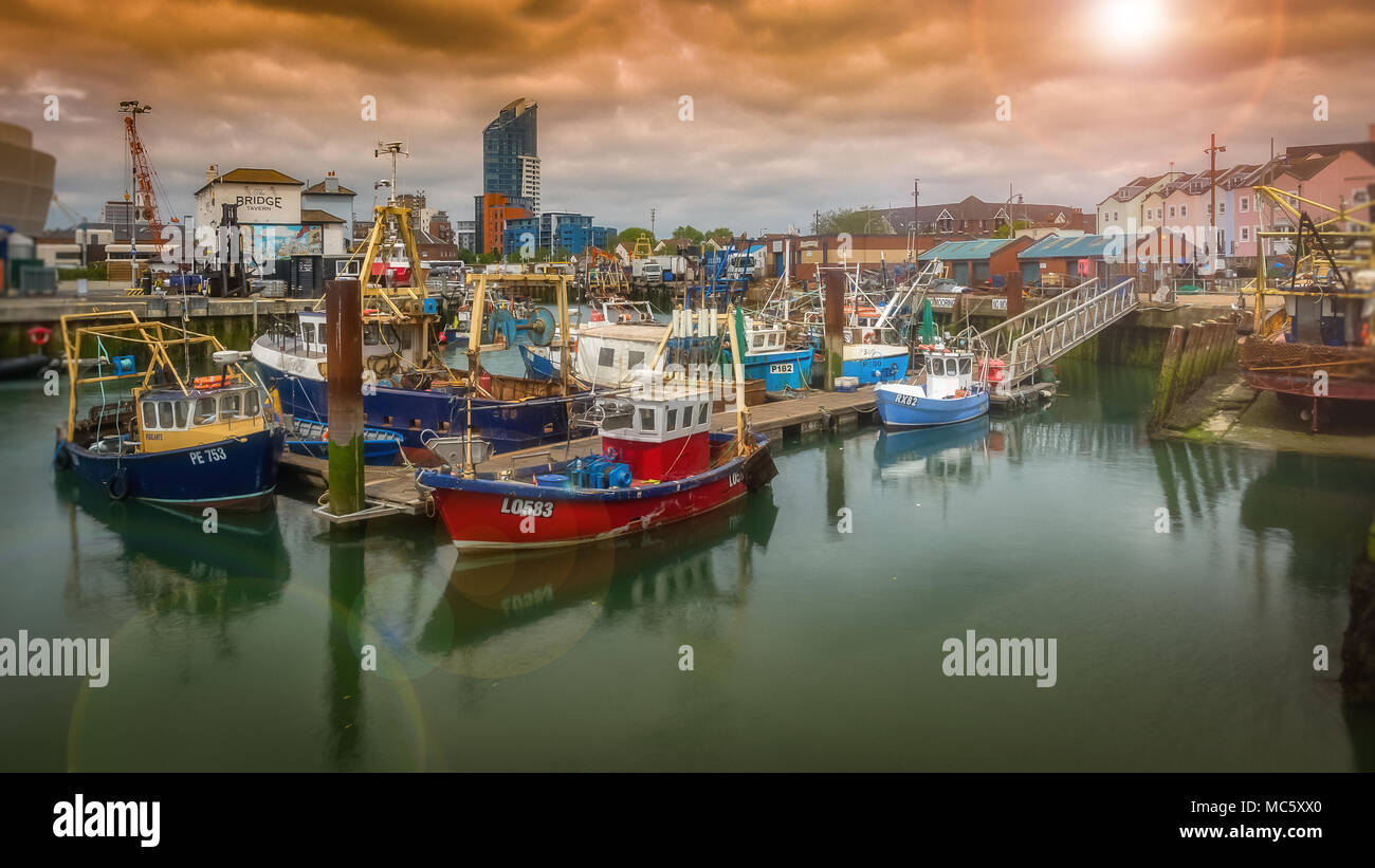 Fishing Boats Moored in Camber Docks, Old Portsmouth - UK Stock Photo ...