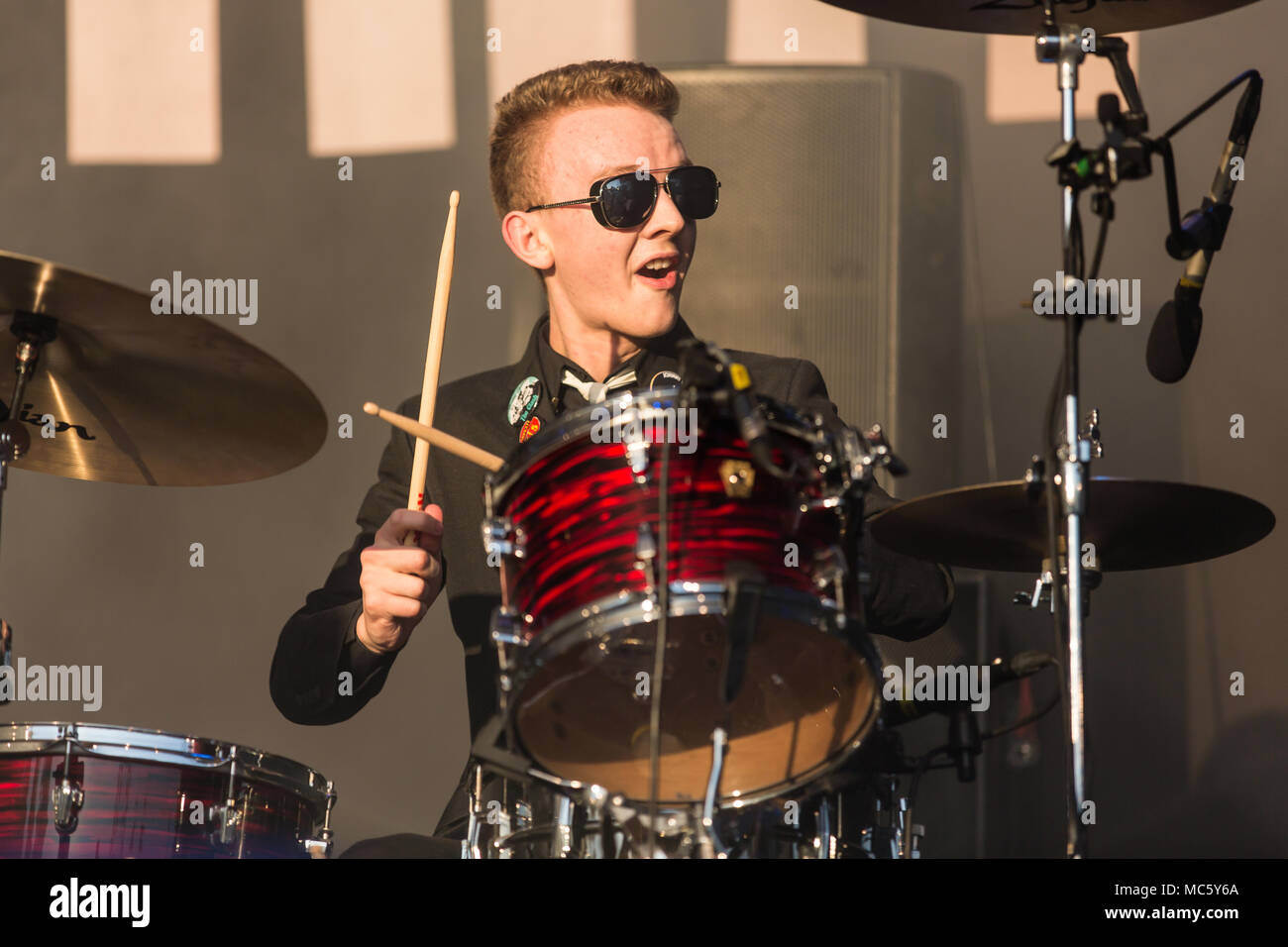 Evan Walsh, drummer from the Irish rhythm and blues band The Strypes ...