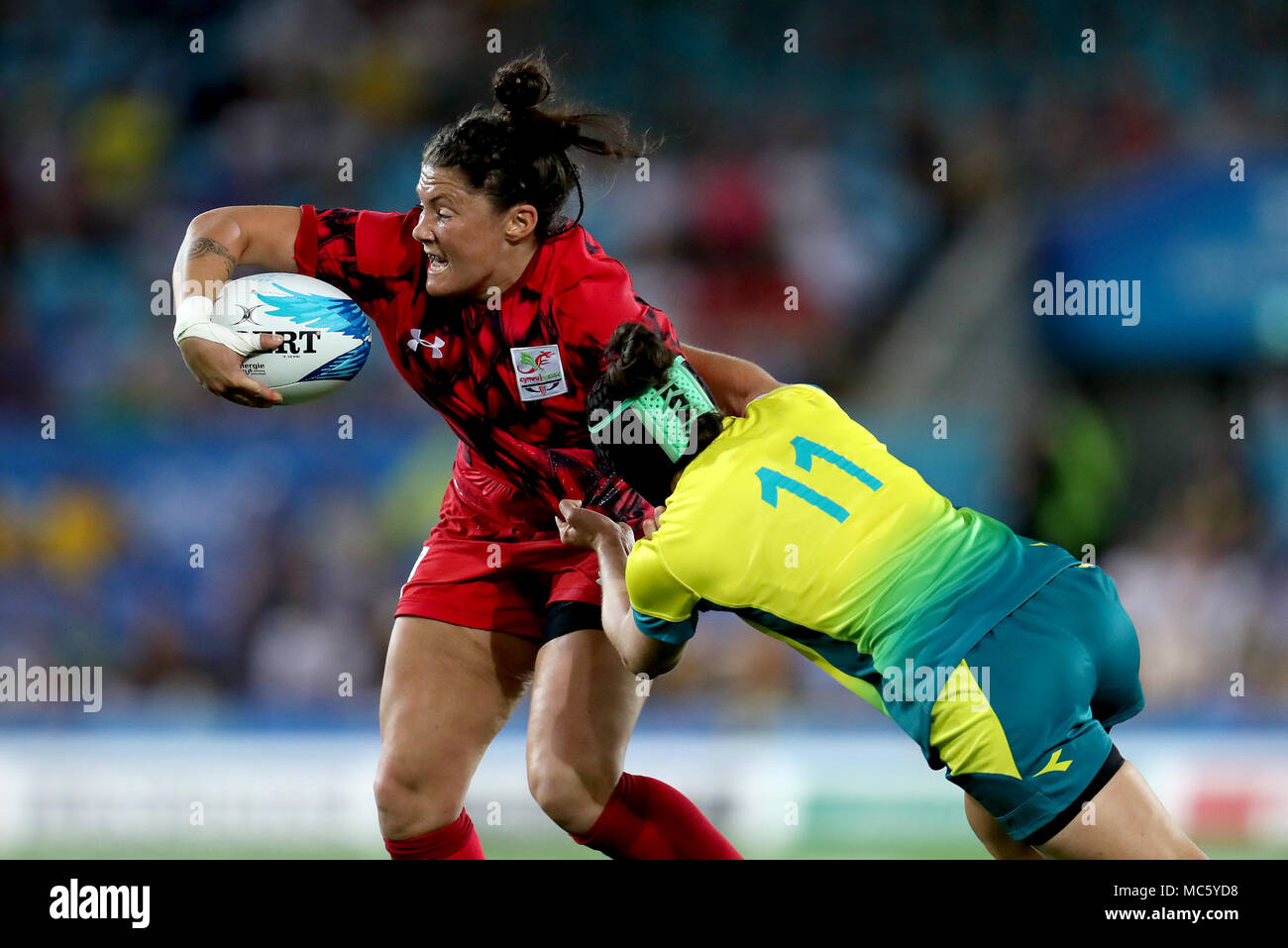 Wales' Gemma Rowland (left) and Australia's Emilee Cherry (right) in ...