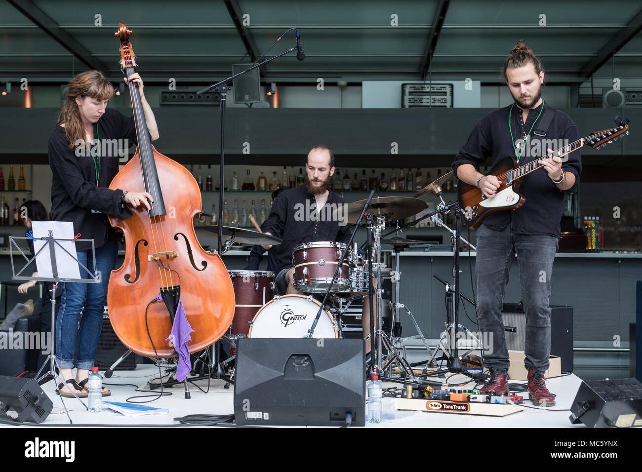 Johanna parli on bass and luca weber on drums hi-res stock photography ...