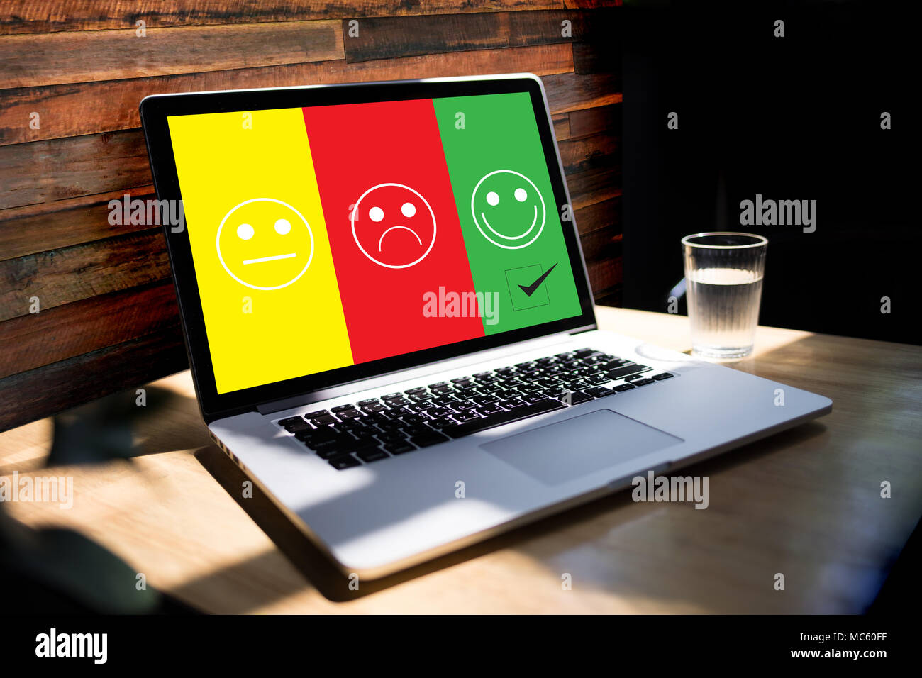 business man and woman select happy on satisfaction evaluation? And ...