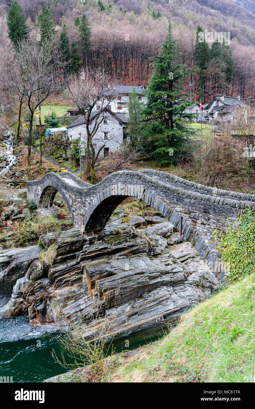Switzerland stone bridge lavertezzo hi-res stock photography and images ...