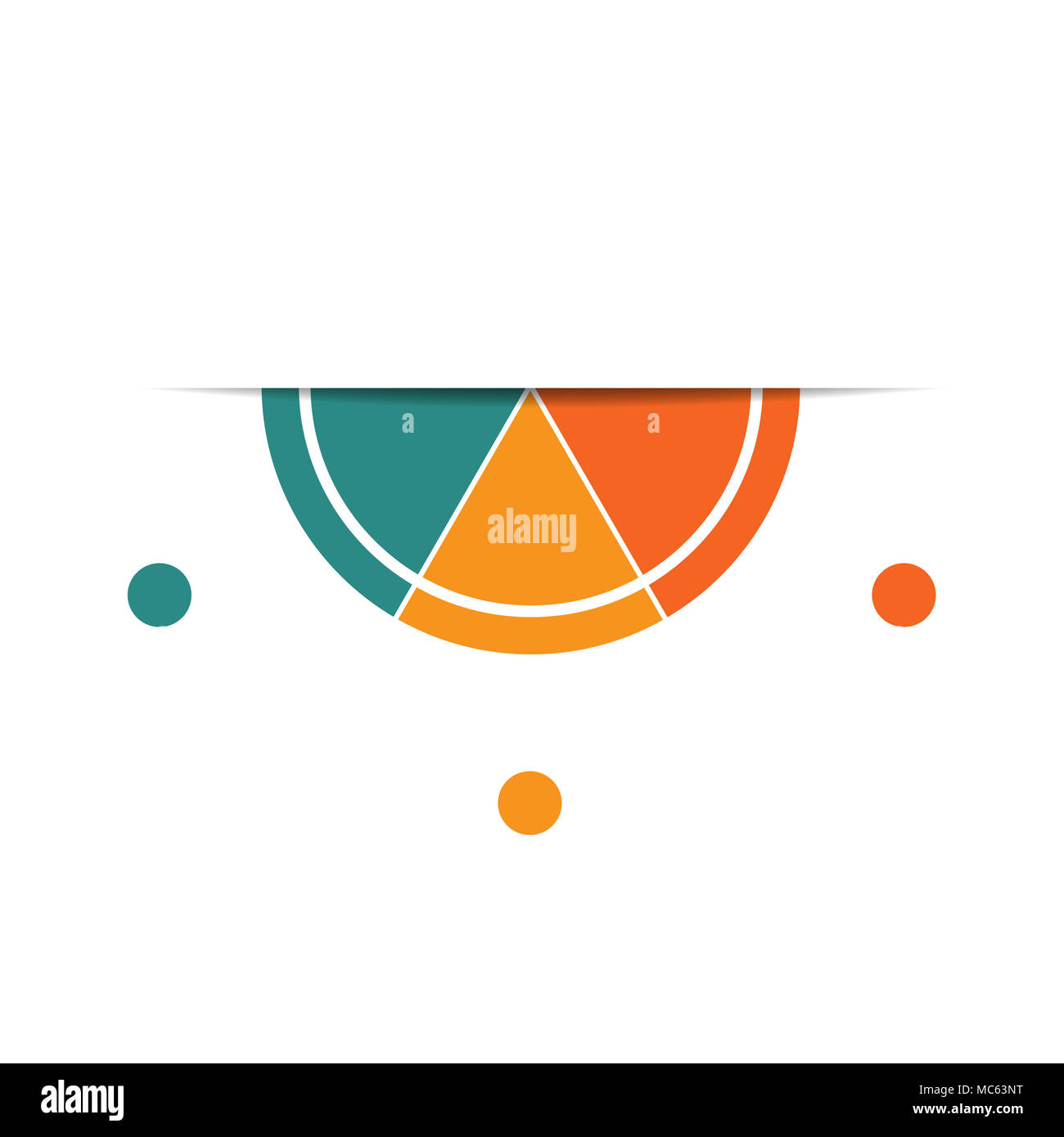 Semicircle template for infographics with 3 parts, options, steps ...
