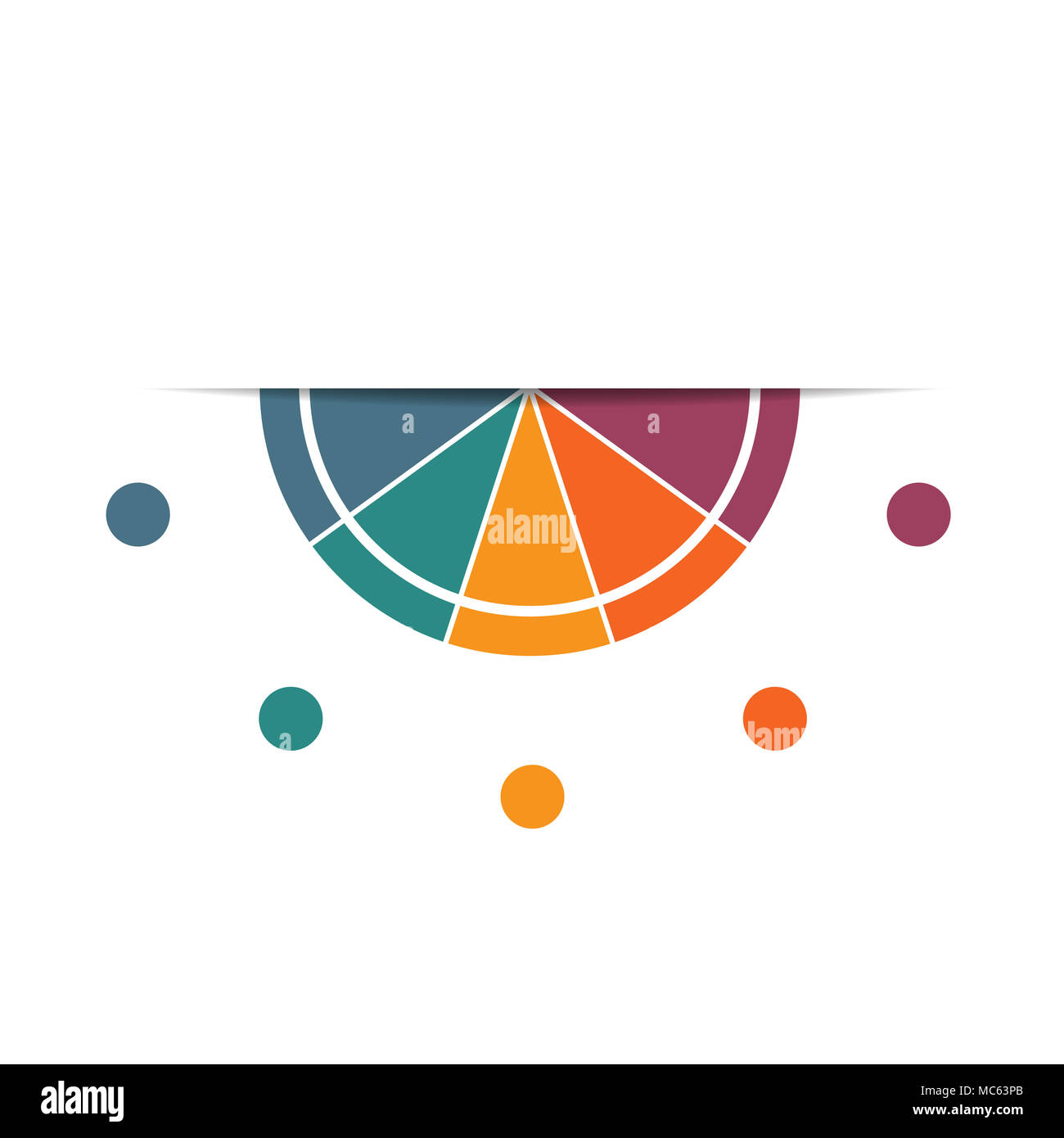 Semicircle template for infographics with 5 parts, options, steps ...