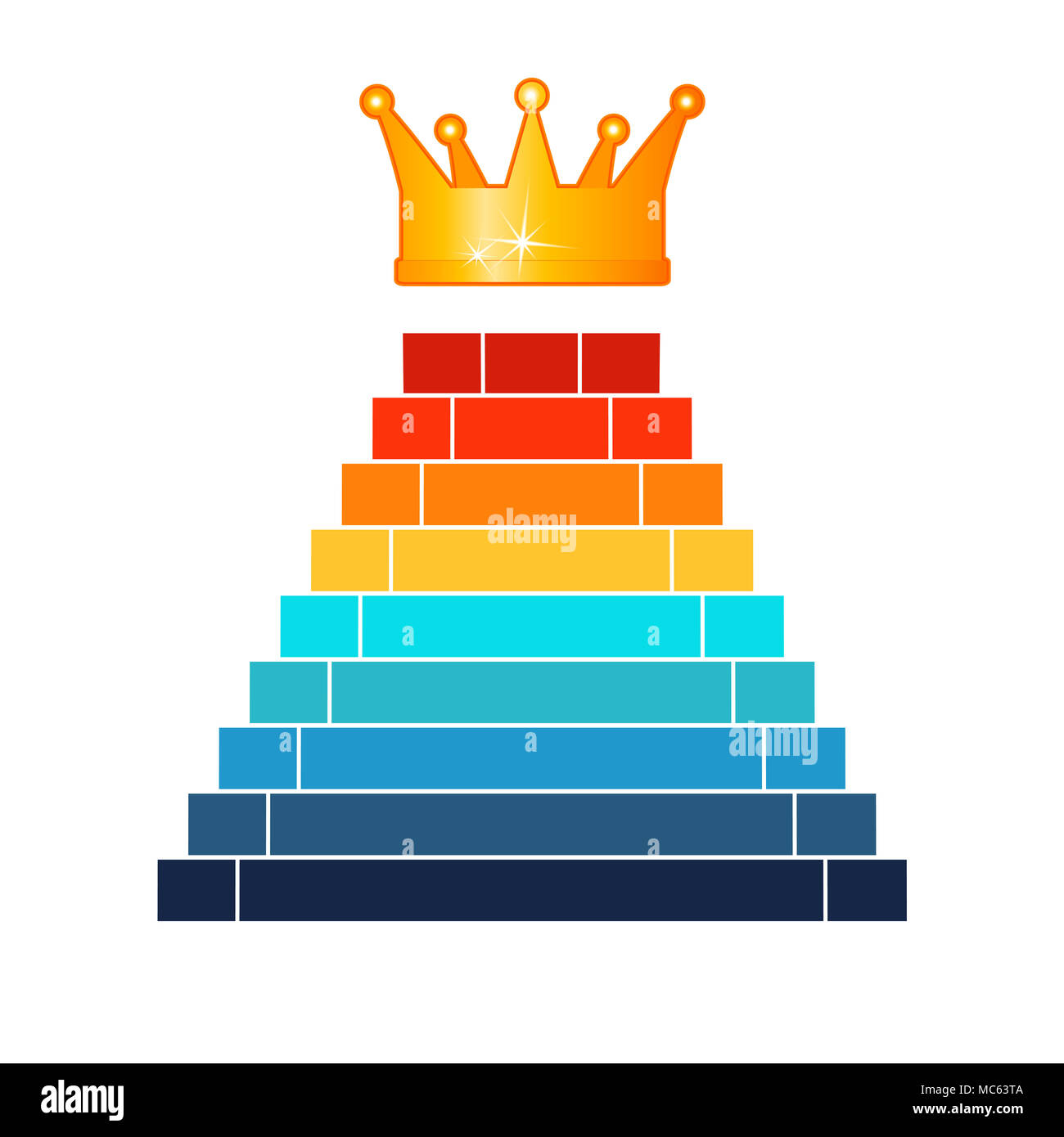 Pyramid of 9 steps to success. Template for Infographics step by step ...