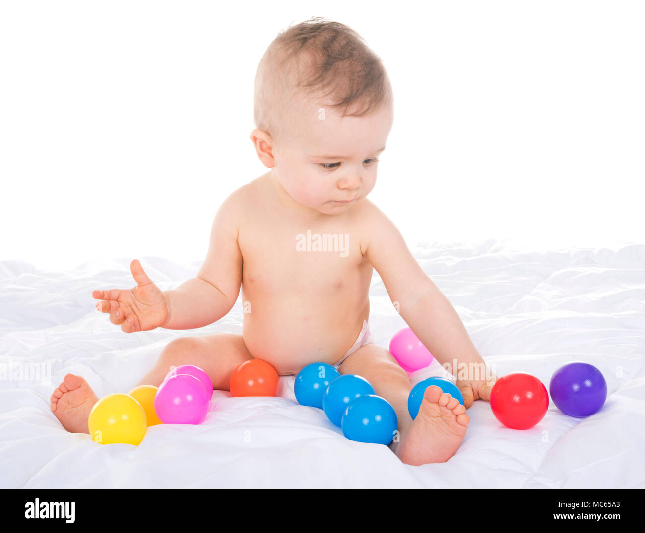 human baby in front of white background Stock Photo - Alamy