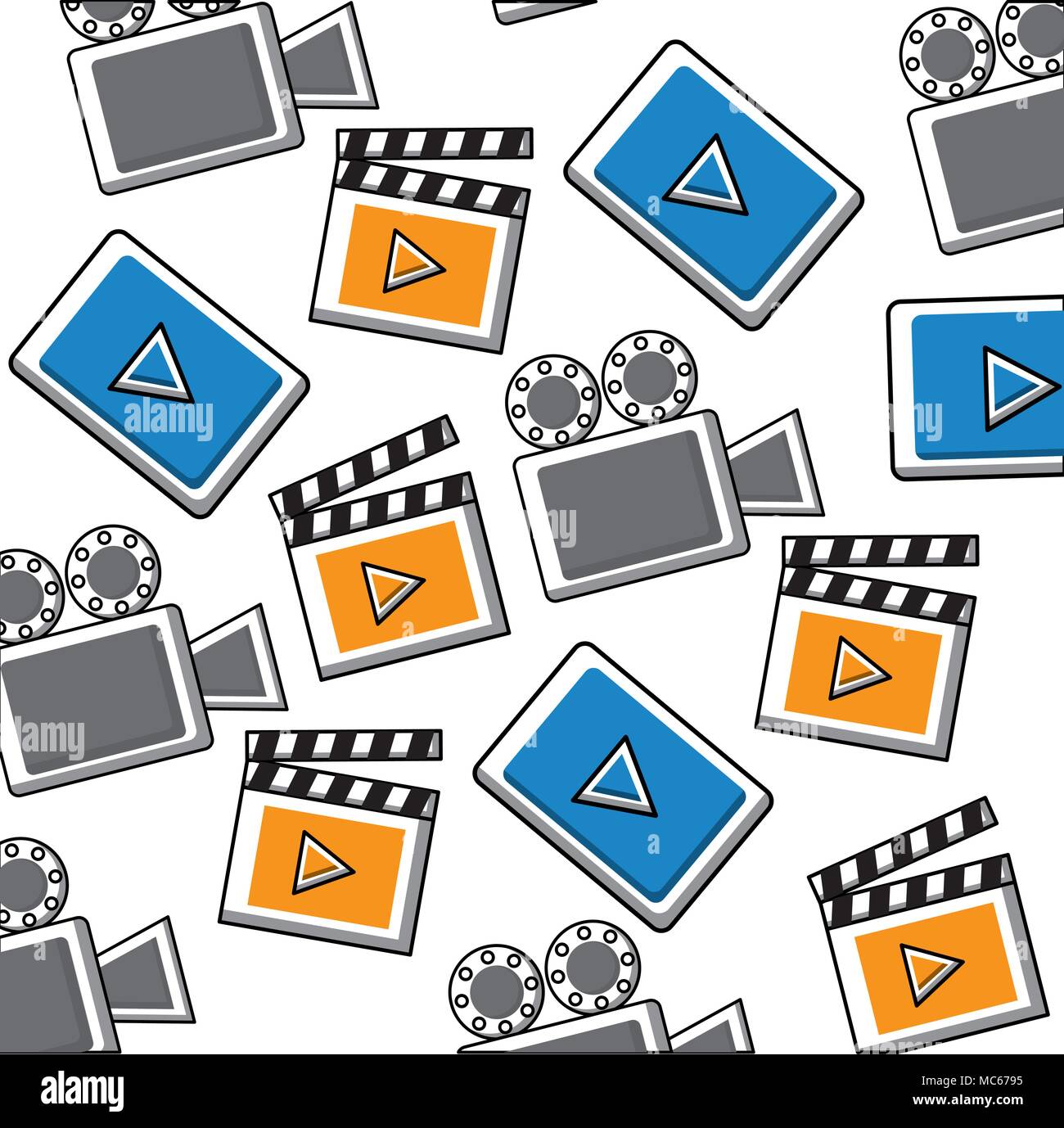movie cinema projector clapper video player background Stock Vector ...