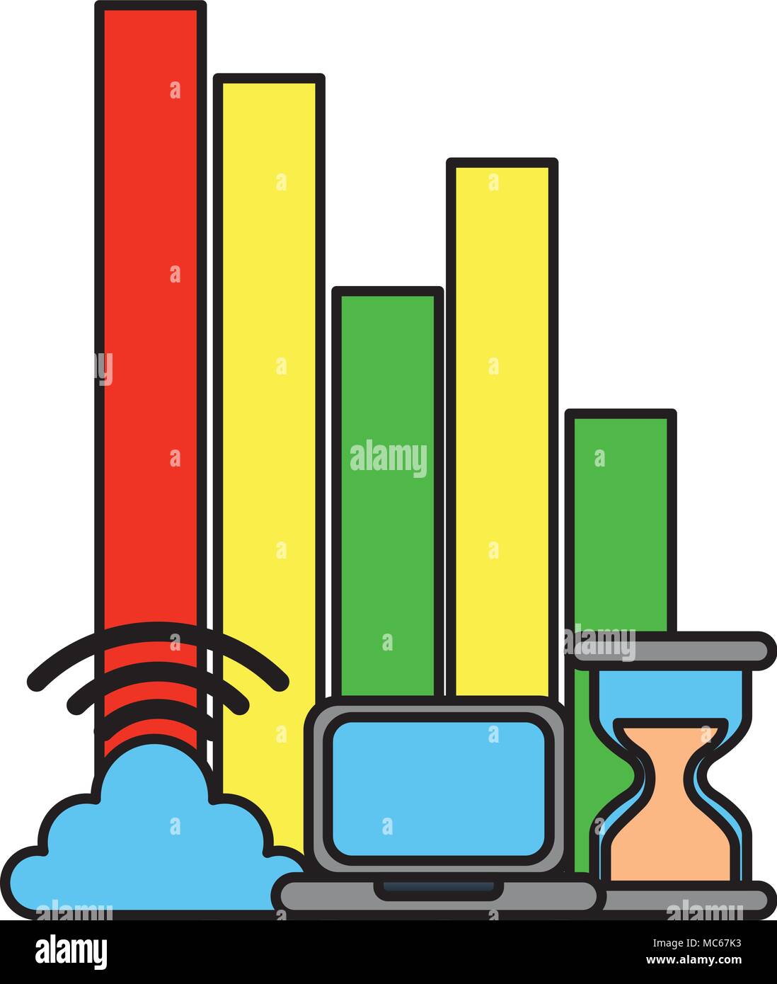 infographic laptop cloud data time bar statistics Stock Vector Image ...