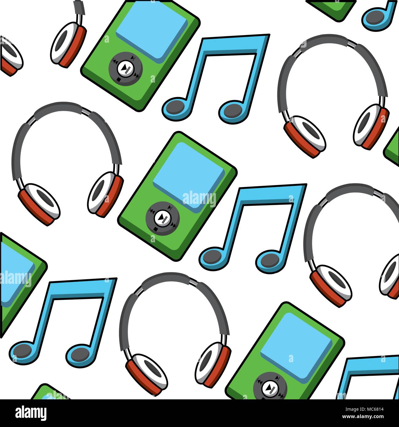 music player with headphone and note pattern Stock Vector Image & Art ...