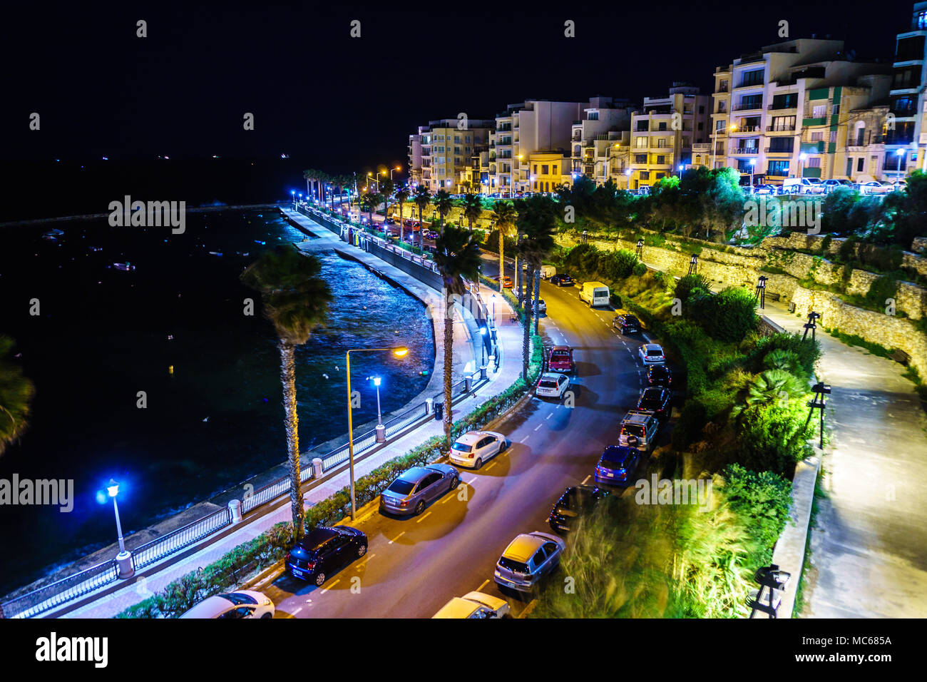 Malta bay at night hi-res stock photography and images - Alamy