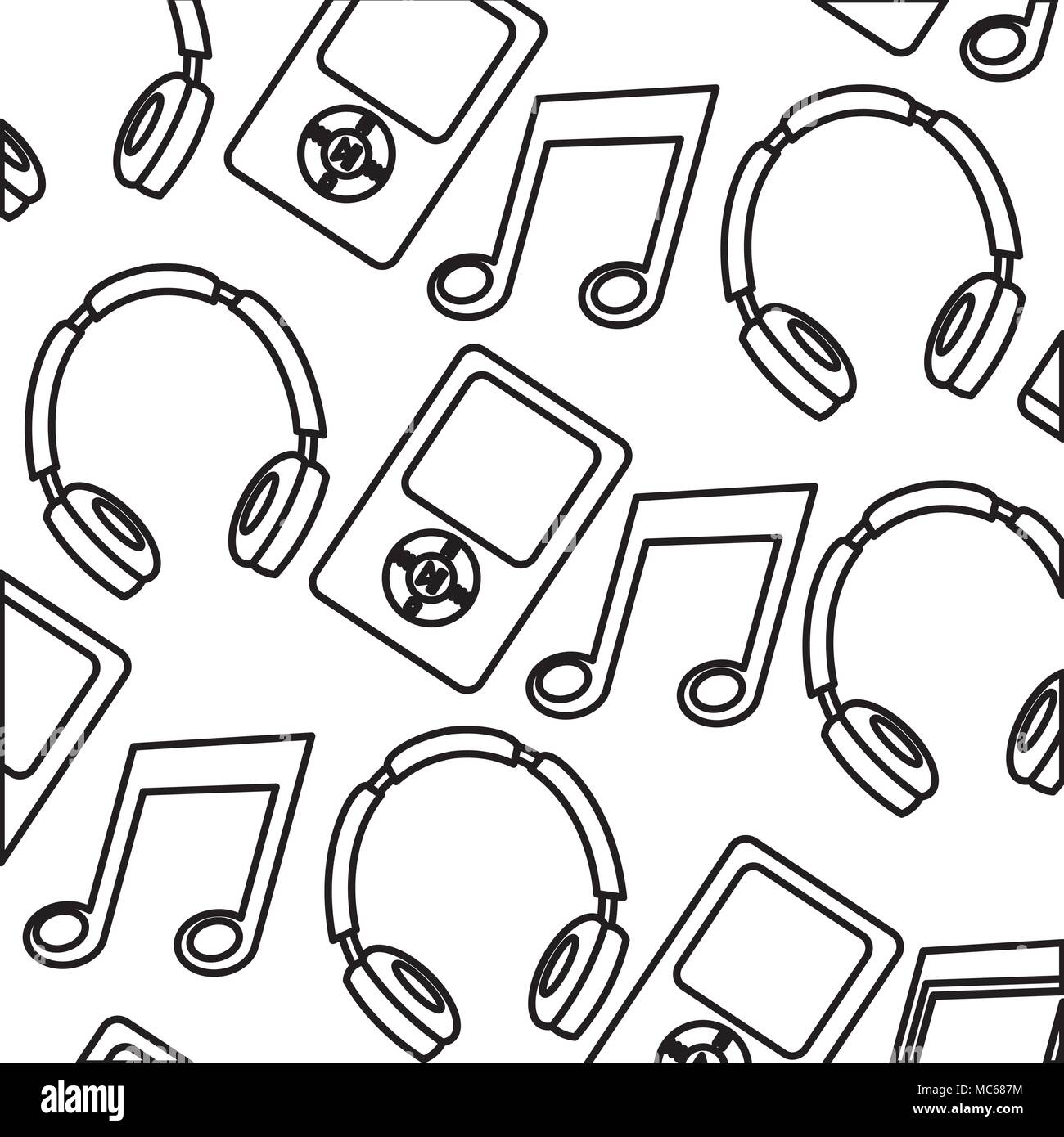 music player with headphone and note pattern Stock Vector Image & Art ...