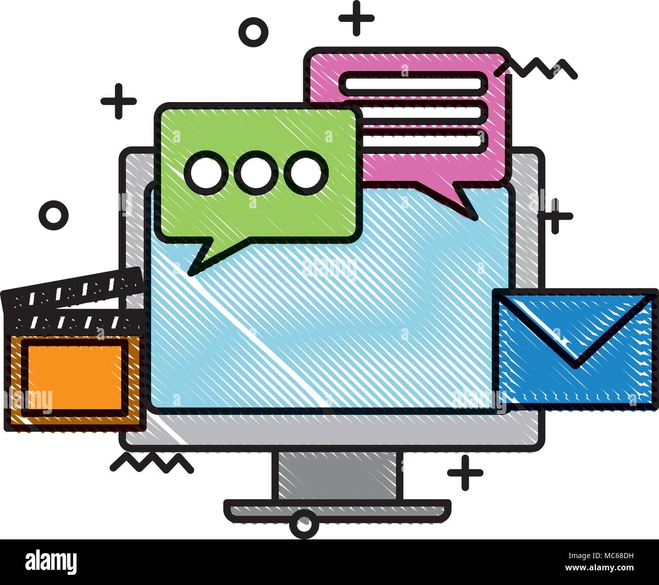 computer digital conversation chat email social media Stock Vector ...