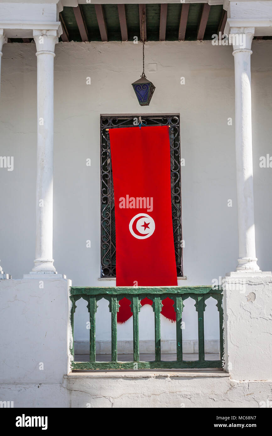 detail of Medina in Sousse, Tunisia with flag Stock Photo - Alamy