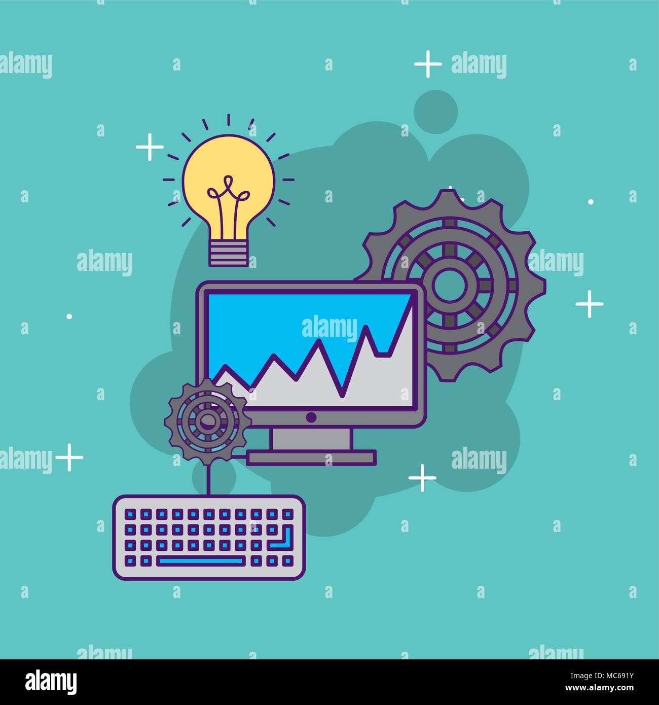 Workplace computer keyboard notepad Stock Vector Images - Alamy