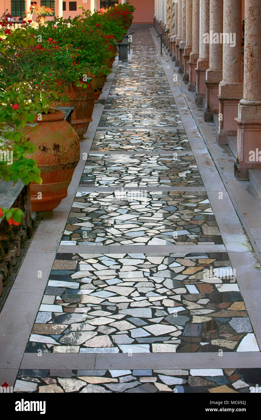 Mosaic path of marble bits in the garden at the Ringling Museum of Art ...