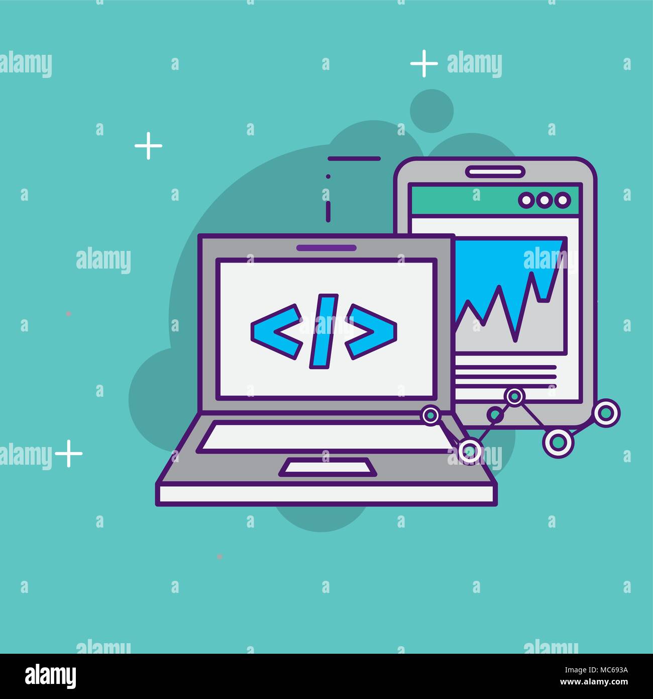 laptop code programm interface mobile report Stock Vector Image & Art ...