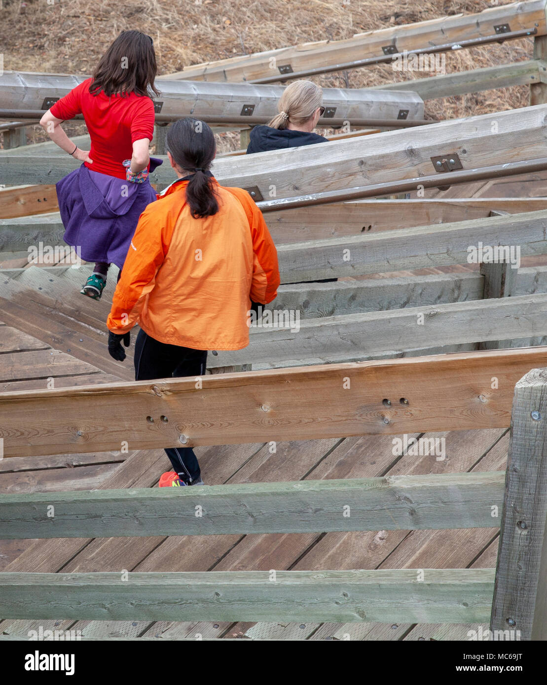 Women walking stepping Calgary Alberta Canada Stock Photo - Alamy