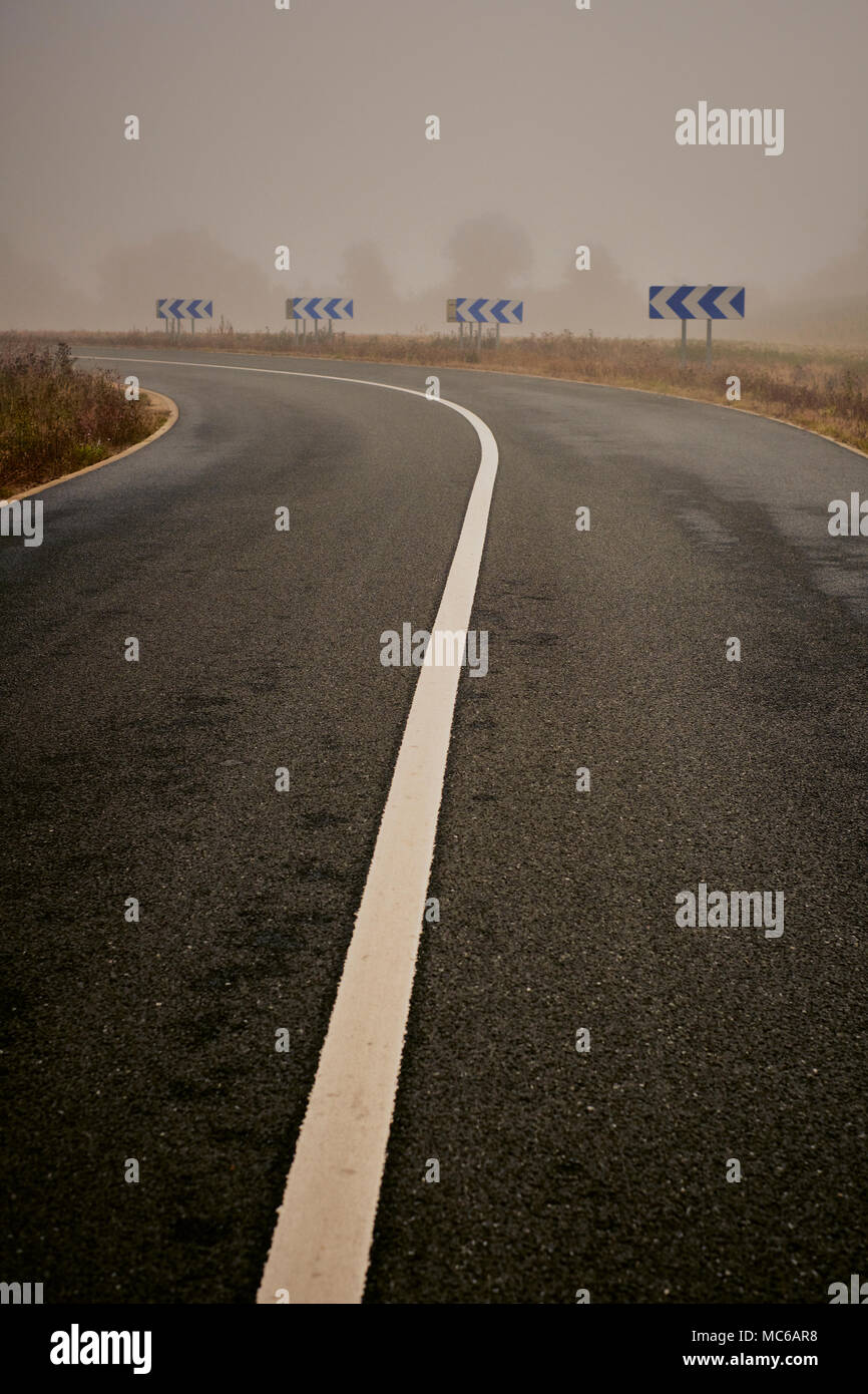 Sharp bend road sign on hi-res stock photography and images - Alamy