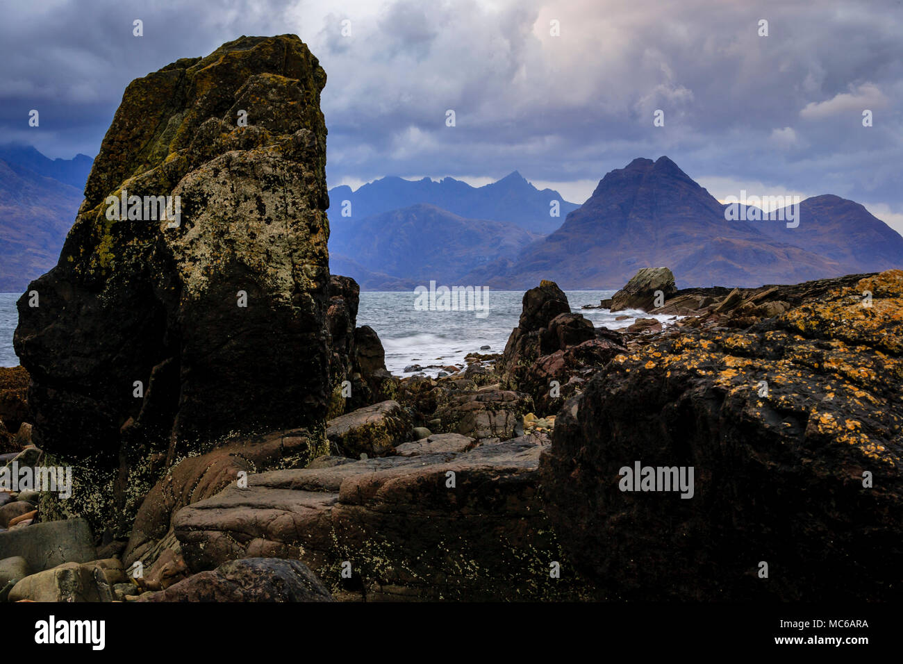 The Cuillin Mountain Range from Elgol Beach, Isle of Skye, Scotland ...