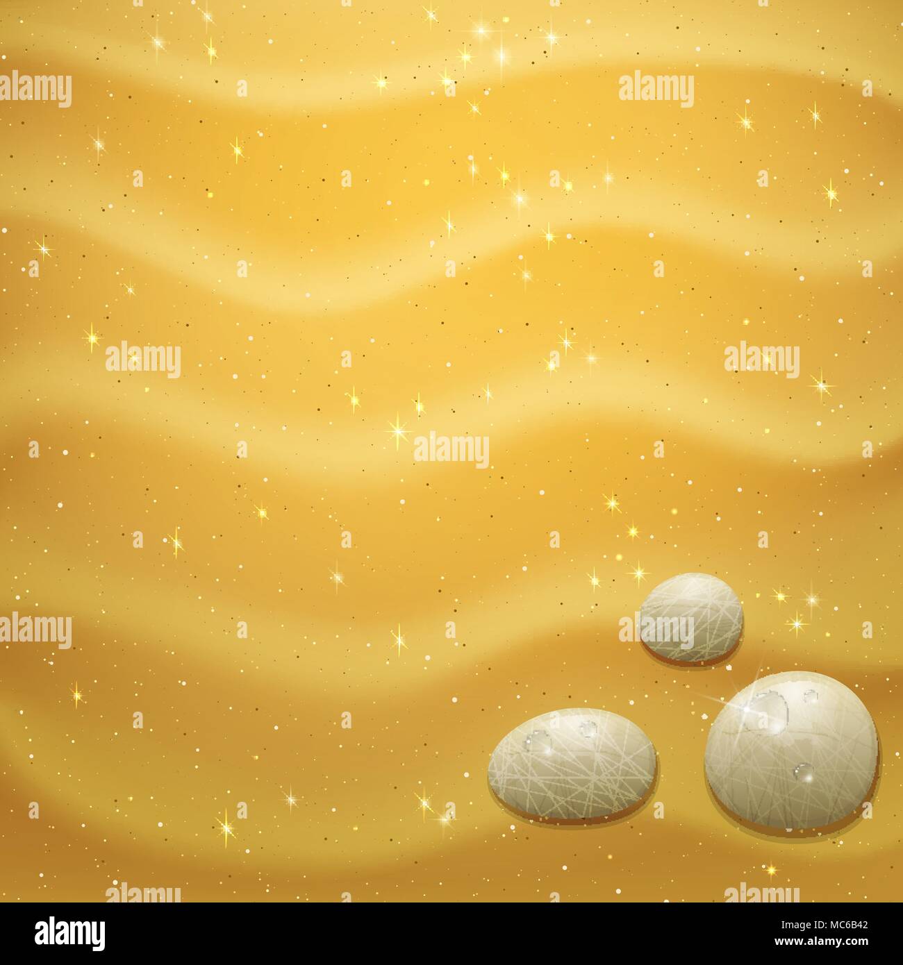 shiny gold sand beach with sea pebbles Stock Vector Image & Art - Alamy