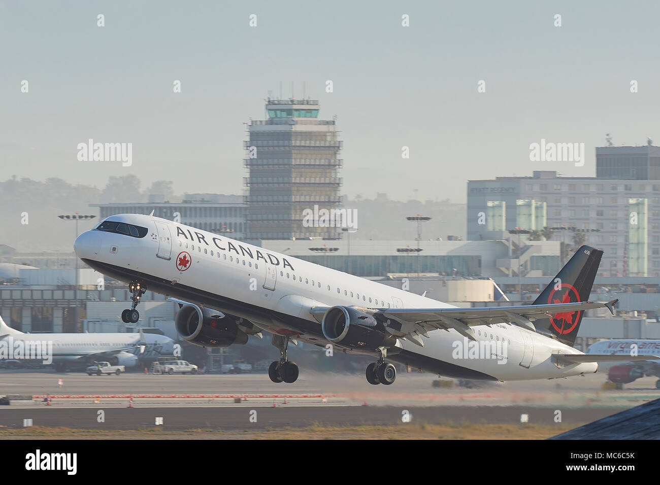 Air Canada Airbus A321 Jet In The New Livery, Taking Off From Los ...