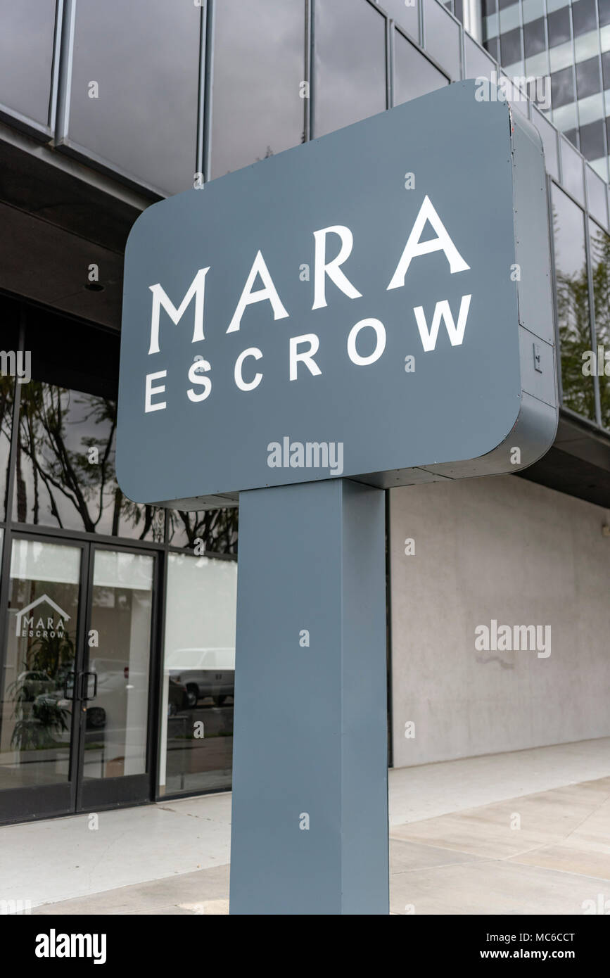 Mara Escrow sign, Los Angeles Stock Photo - Alamy