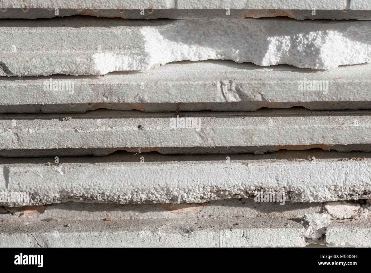 Polystyrene foam. White background. Dirty and old foam sheets Stock ...