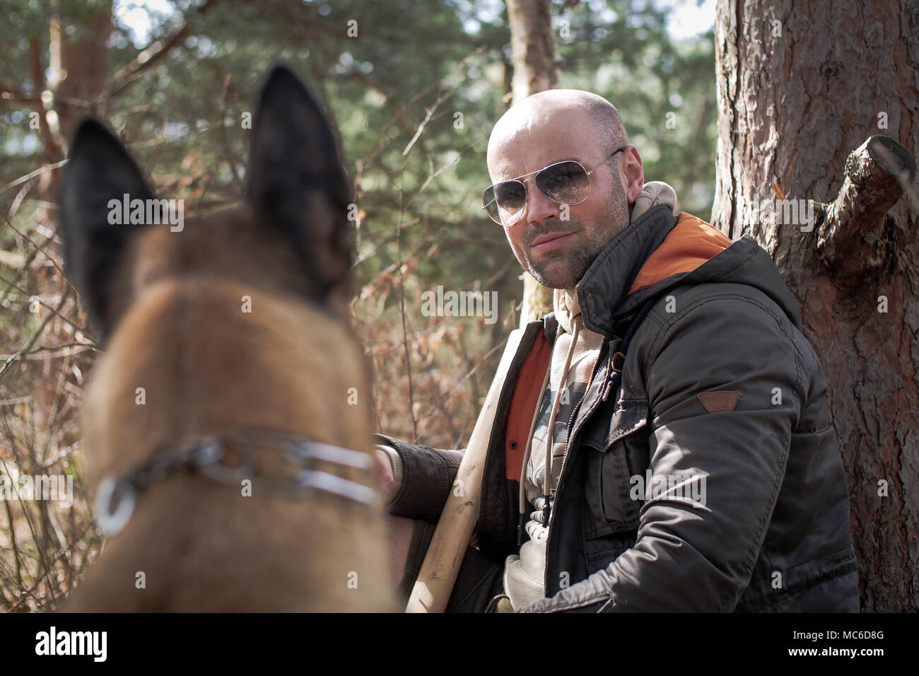 Man and dog Stock Photo - Alamy