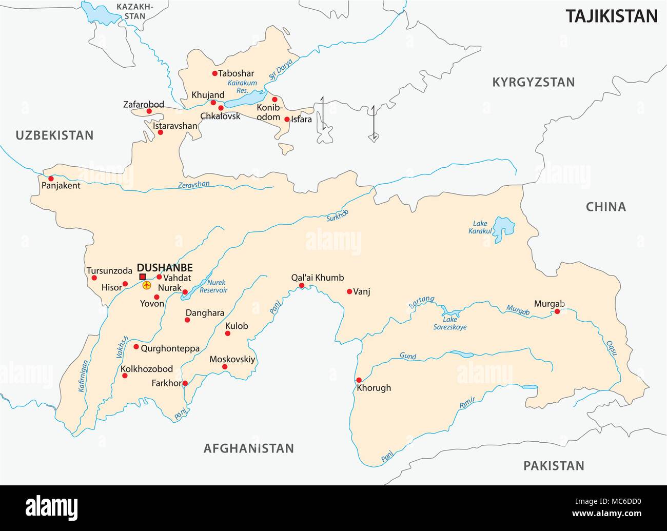 Tajikistan map hi-res stock photography and images - Alamy