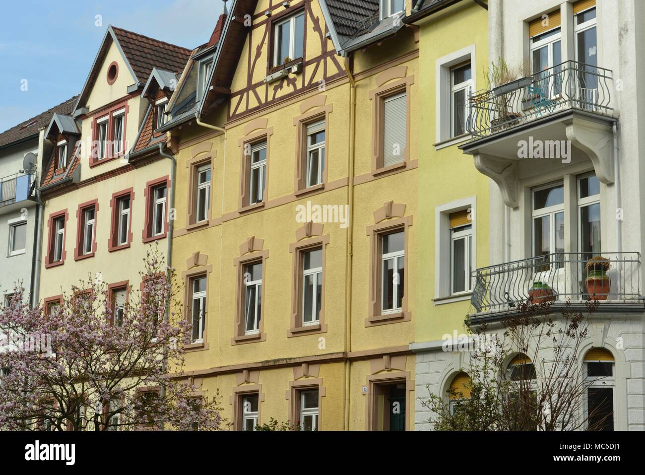 house facades , Freiburg, April 10, 2018 | usage worldwide Stock Photo ...