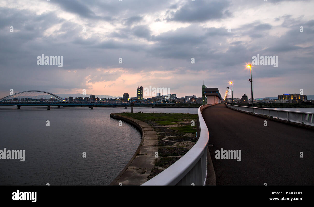 Flow management system on the Yodo River in central Osaka, Japan Stock ...