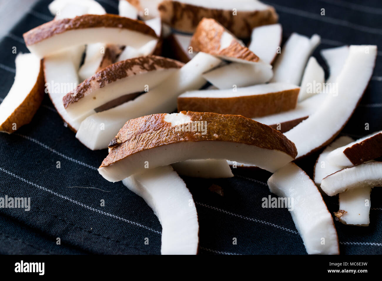 Slice of Fresh Coconut Pieces. Organic food Stock Photo - Alamy
