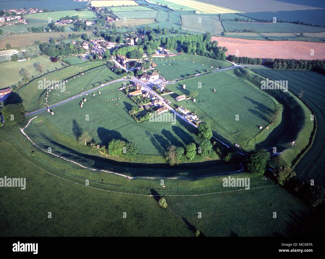 STONES - Avebury Avebury complex of circles, with village seen from the ...
