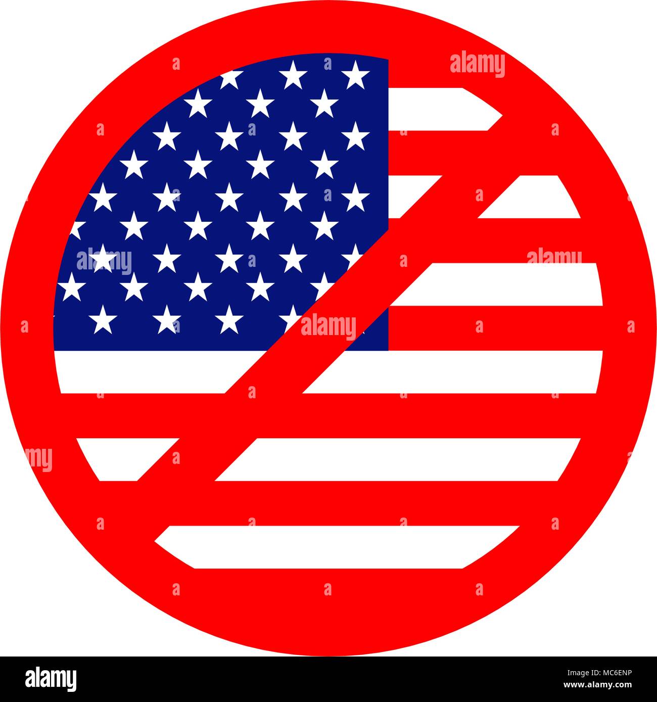 Prohibited or no symbol with United States flag Stock Vector Image ...