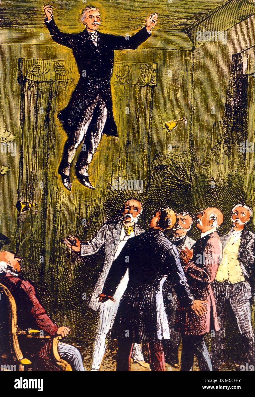 LEVITATION Victorian hand-coloured wood engraving showing the famous ...