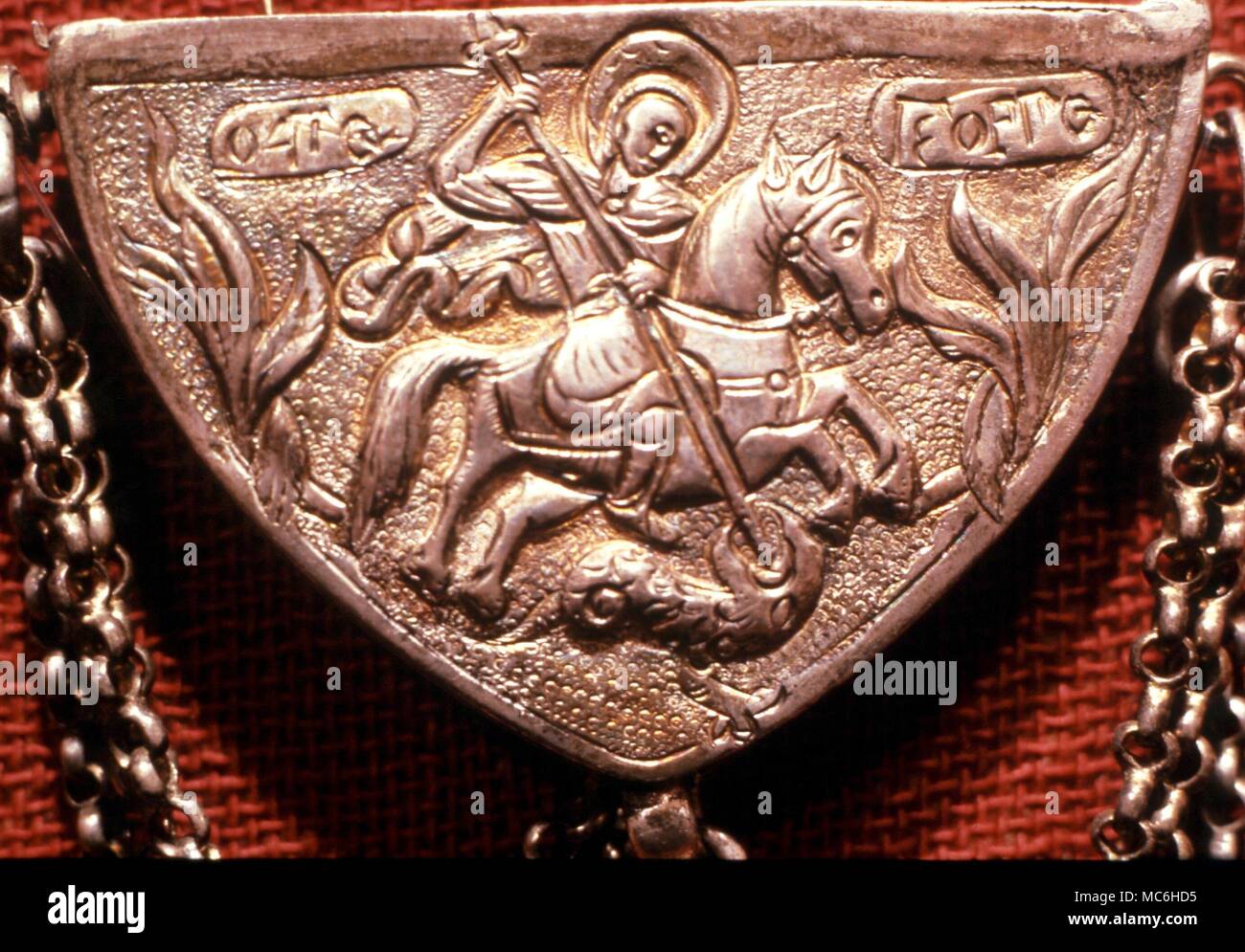 AMULETS - Amulet case (19th century) with image of St George and dragon ...