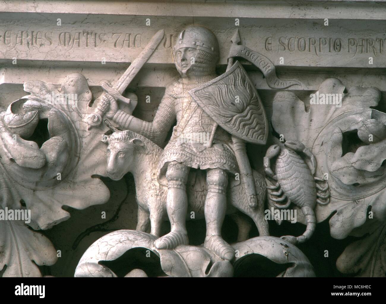 The personification of the planet Mars on the zodiacal capital of the ...