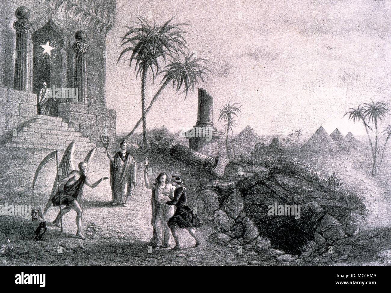 Lithograph from a French Masonic Journal showing esoteric symbols ...