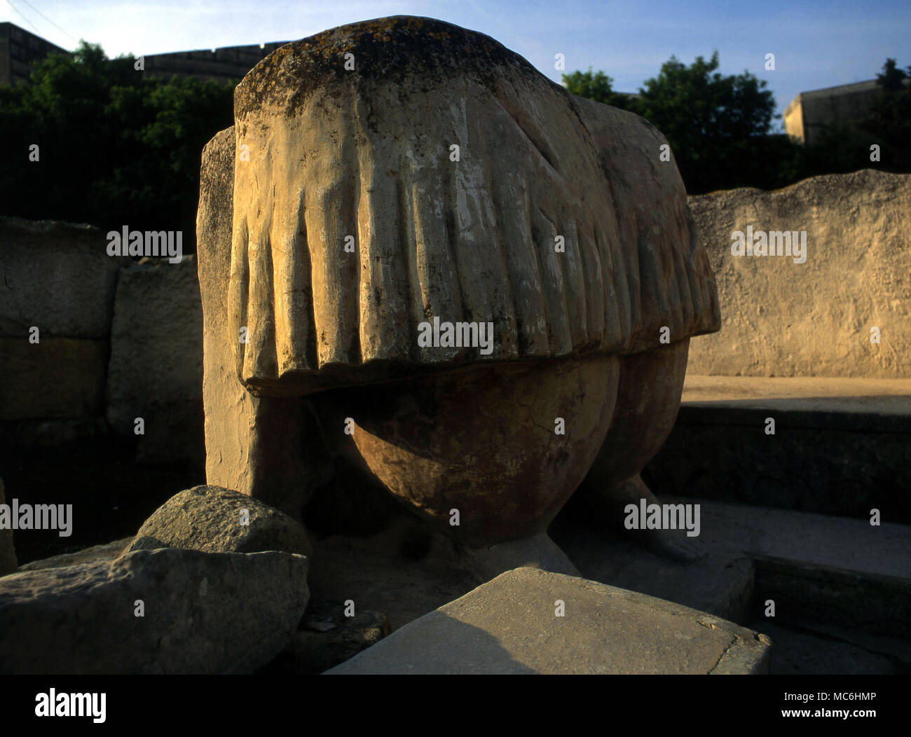 Malta. Giant cult figure from the prehistoric temple at Tarxien. c ...