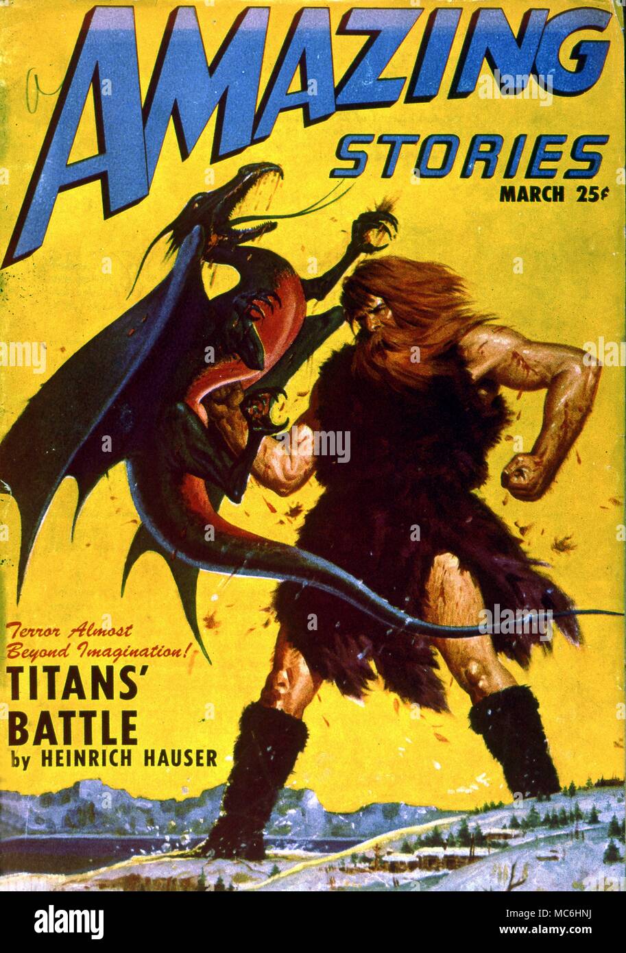 Monsters. Cover of Amazing Stories, an American science fiction comic ...