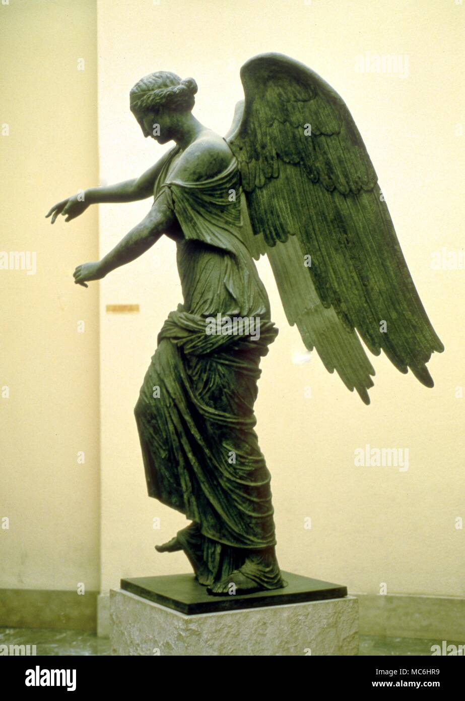 Roman Mythology. Bronze statue of winged Victory in the Museum of the ...
