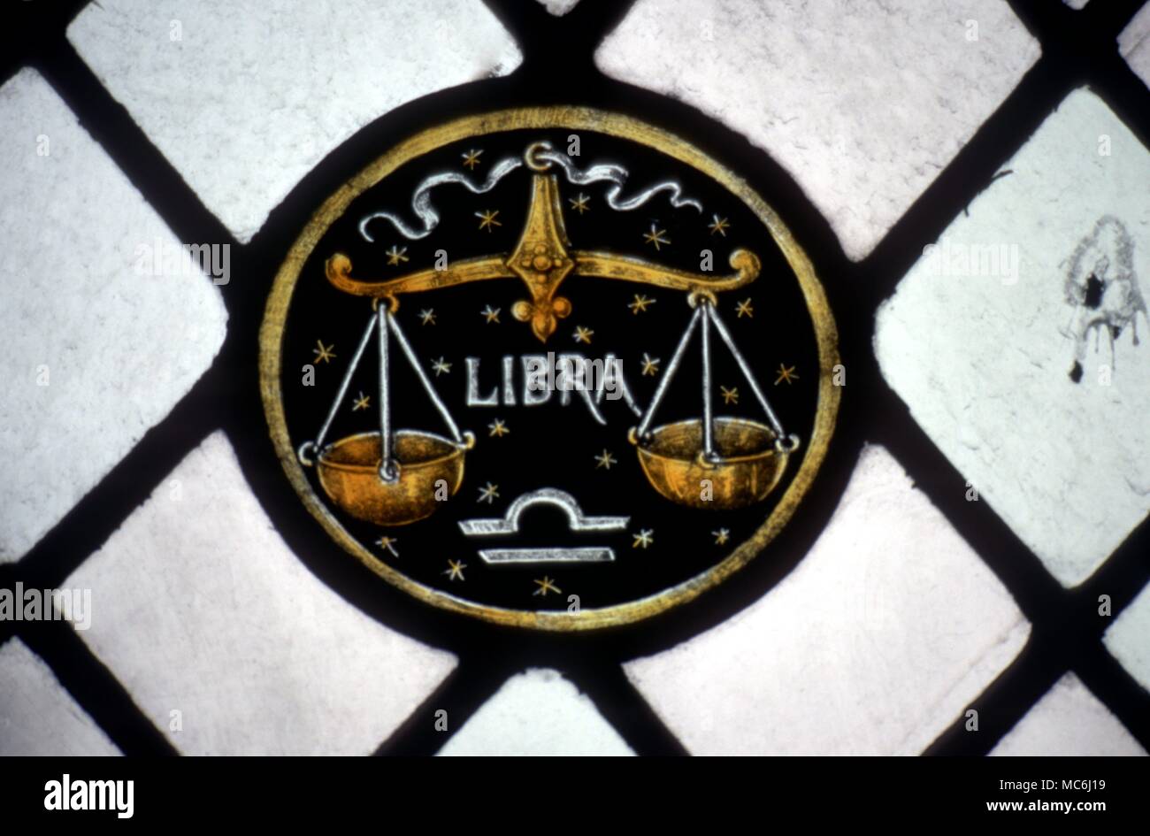 Zodiac Signs Libra Stained glass image of Libra the Scales from the ...
