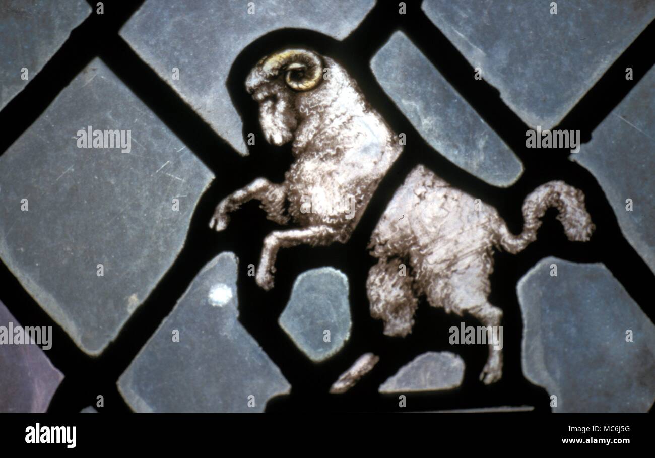 Astrology English Aries Stained Glass window image of Aries the Ram ...