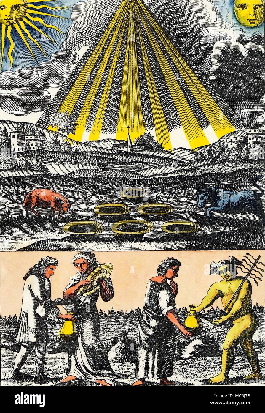 ALCHEMY - MUTUS LIBER, OR SILENT BOOK - PLATE 9. The ninth plate in the ...