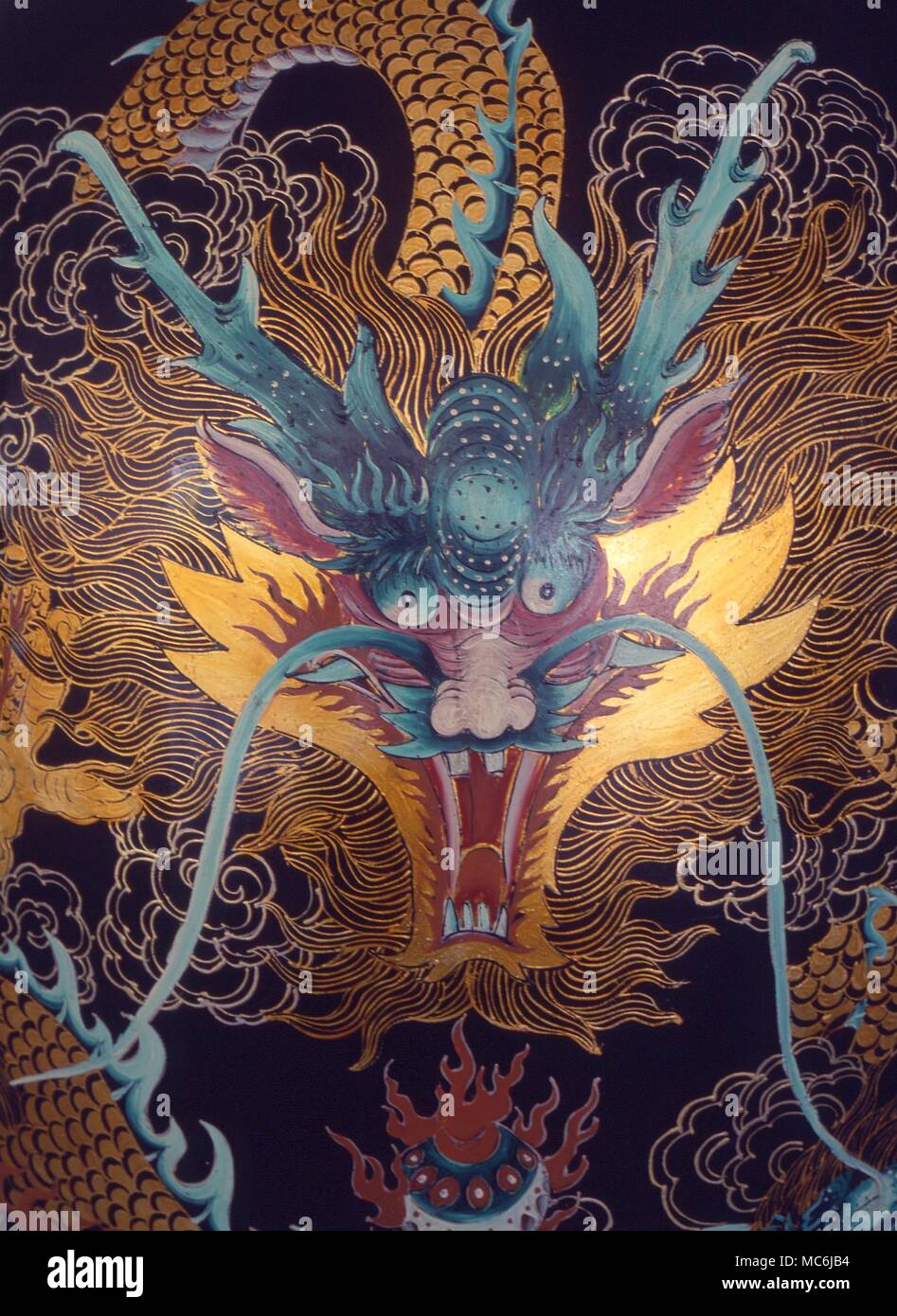 DRAGONS. Chinese dragon - painted ceramic on a huge vase. Beijing Stock ...