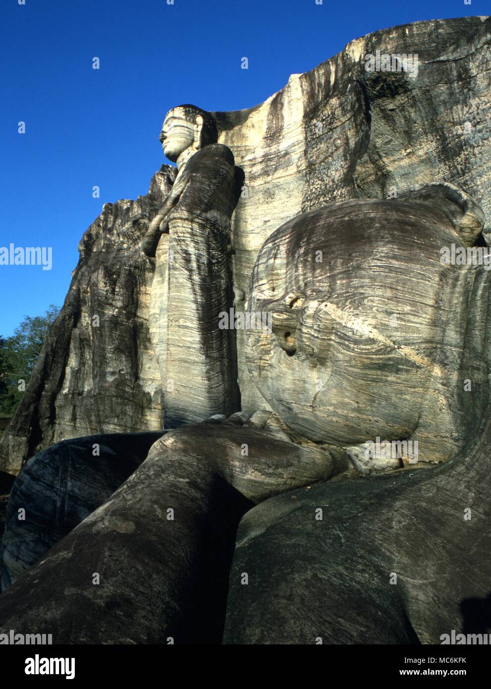 Buddhism Gal Vihara colossal Buddhas carving in the granit boulders ...